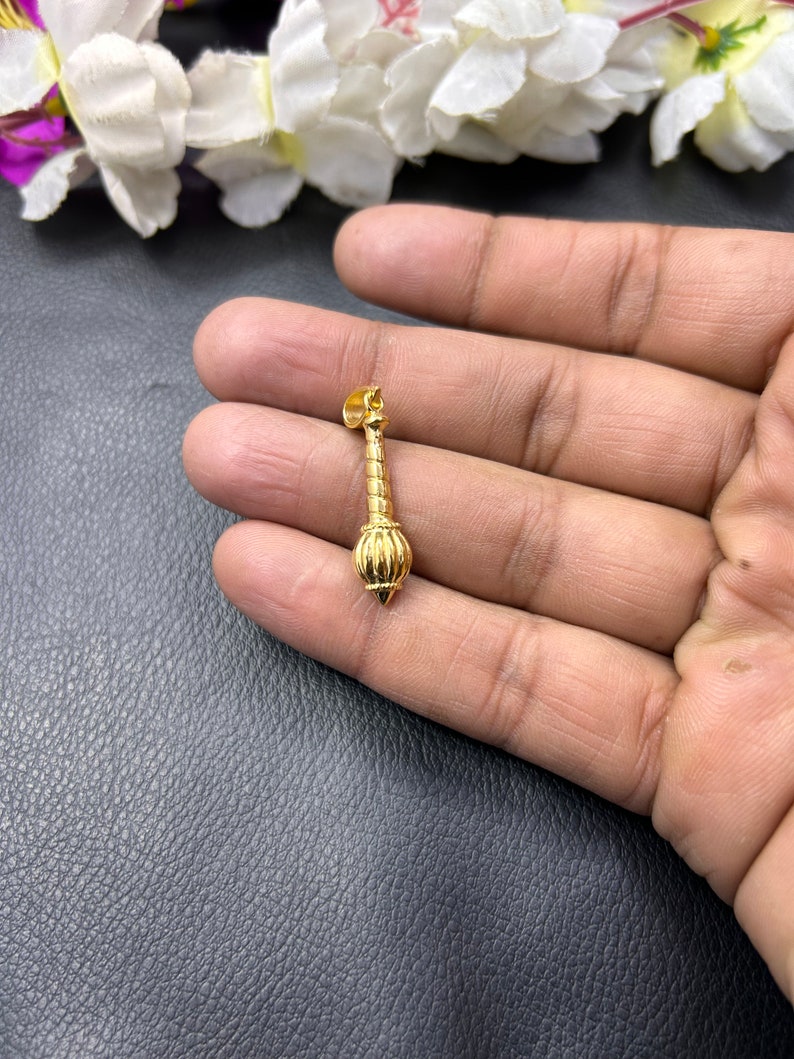 Yellow Gold Hanuman Gada Pendant, 925 Silver Hindu God Lord Hanuman ...