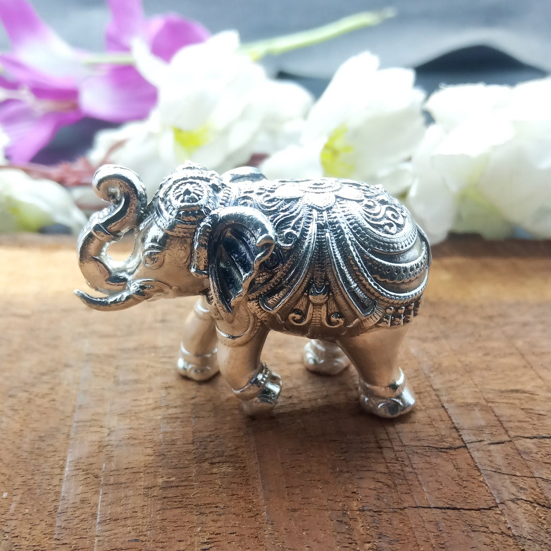 Solid Silver Elephant Statue, Trunk up Elephant Statue, Elephant ...