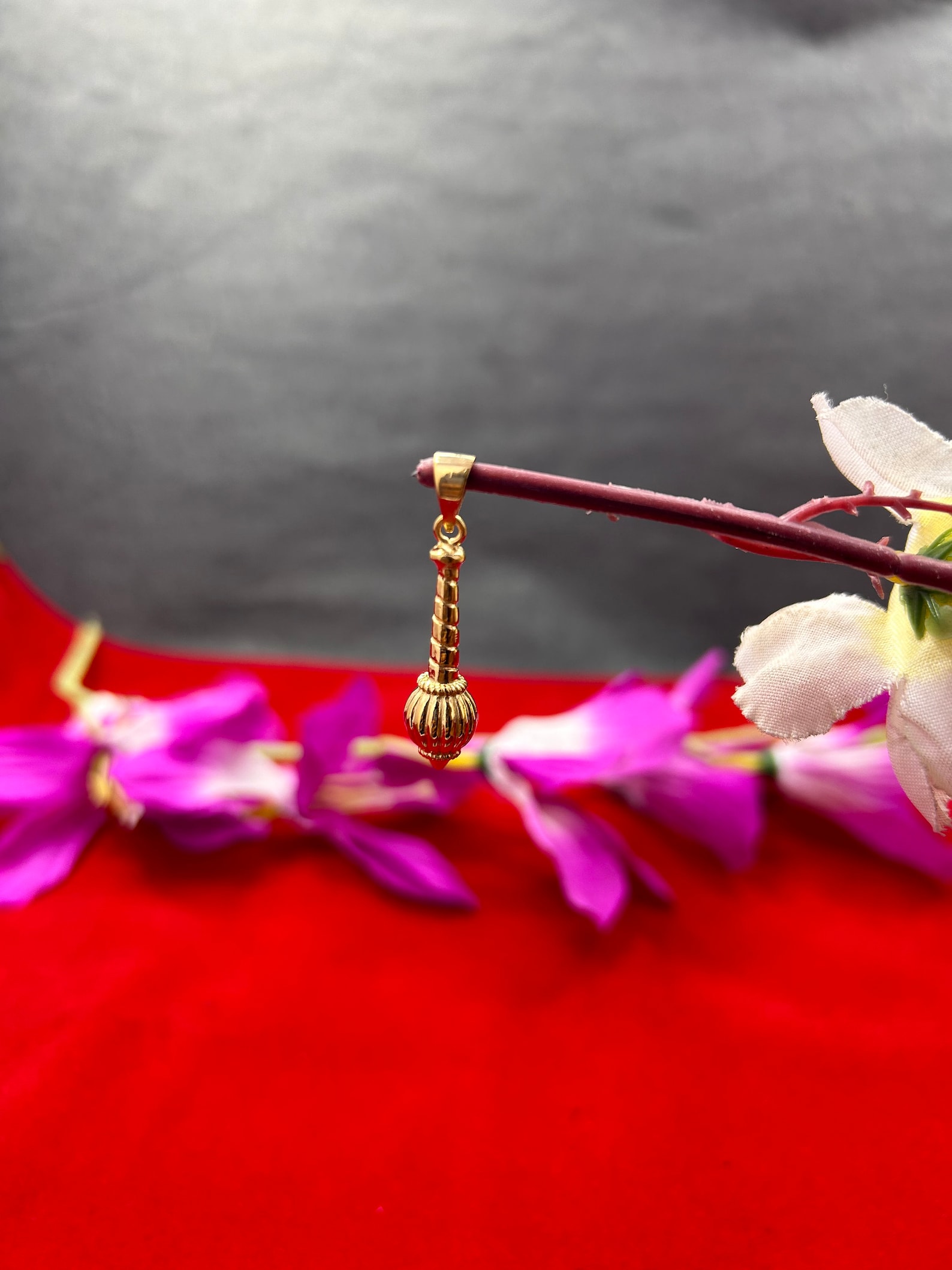 Yellow Gold Hanuman Gada Pendant, 925 Silver Hindu God Lord Hanuman ...