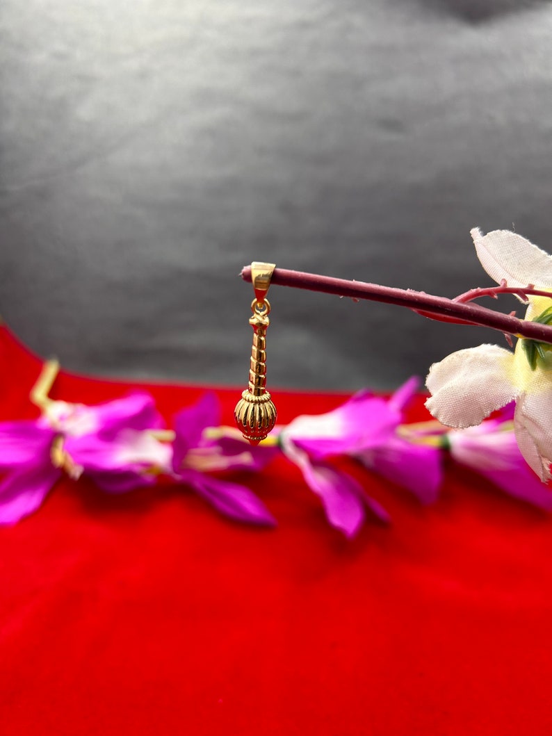 Yellow Gold Hanuman Gada Pendant, 925 Silver Hindu God Lord Hanuman ...