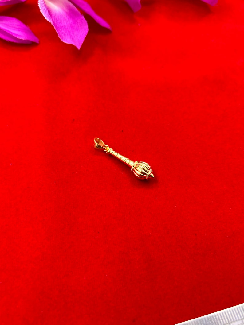 Yellow Gold Hanuman Gada Pendant, 925 Silver Hindu God Lord Hanuman ...