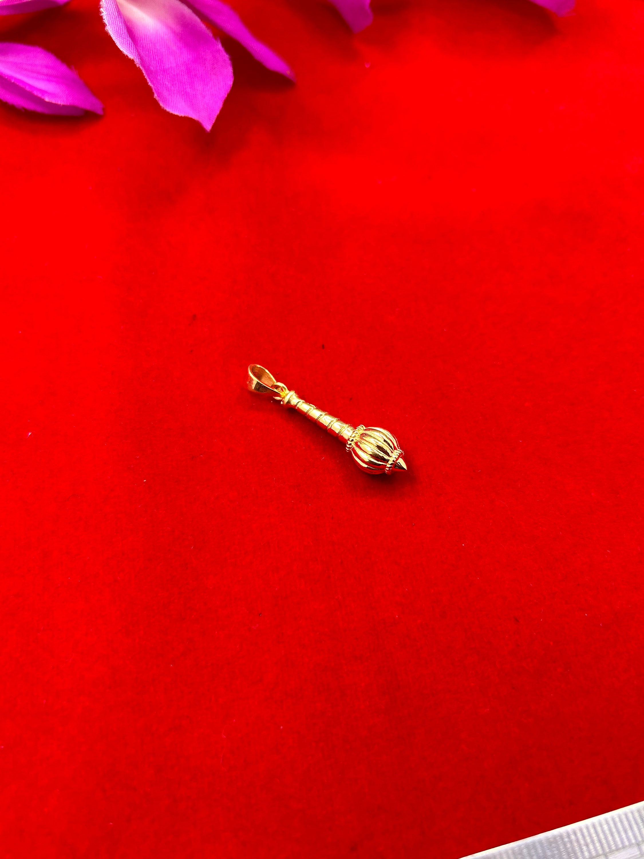 Yellow Gold Hanuman Gada Pendant, 925 Silver Hindu God Lord Hanuman ...