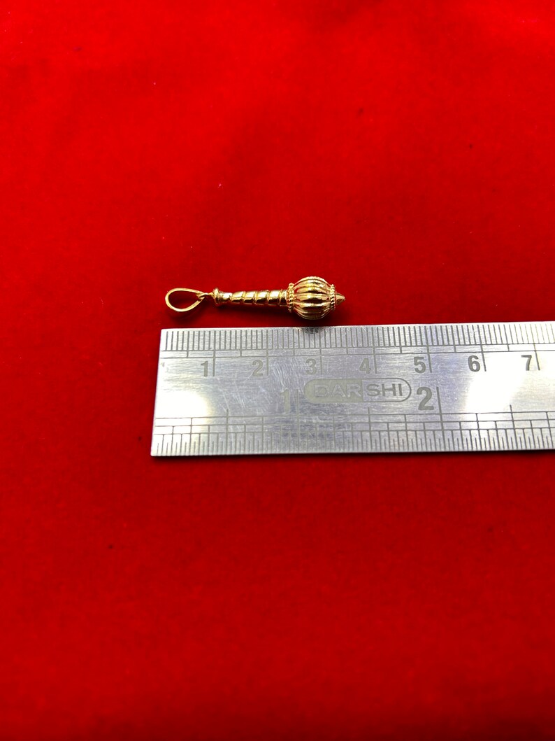 Yellow Gold Hanuman Gada Pendant, 925 Silver Hindu God Lord Hanuman ...