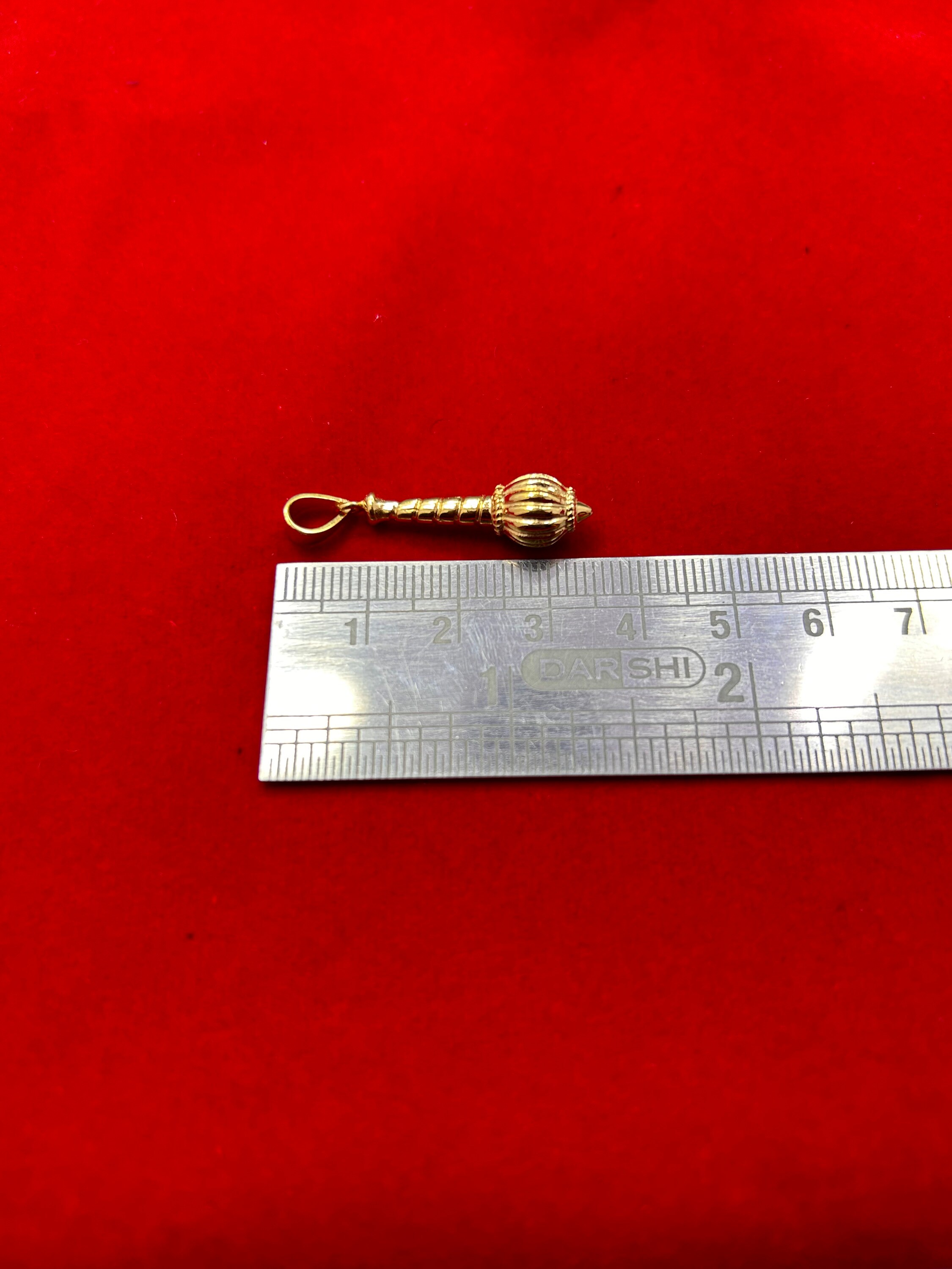 Yellow Gold Hanuman Gada Pendant, 925 Silver Hindu God Lord Hanuman ...