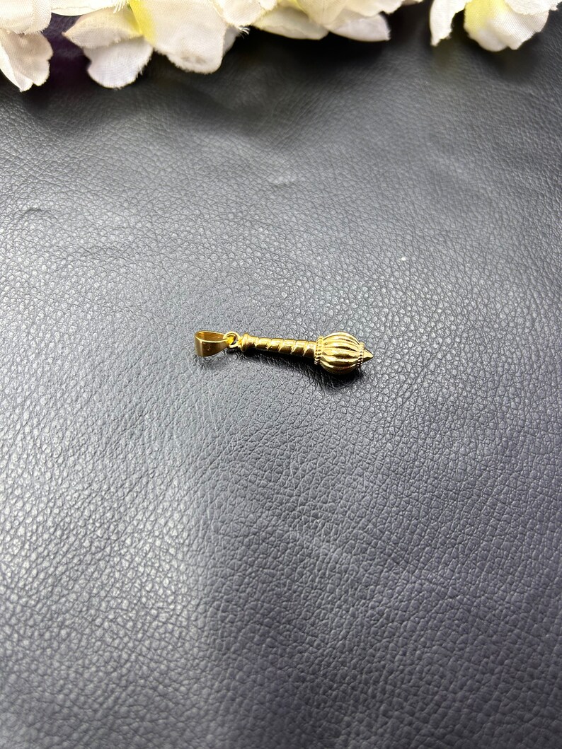 Yellow Gold Hanuman Gada Pendant, 925 Silver Hindu God Lord Hanuman ...