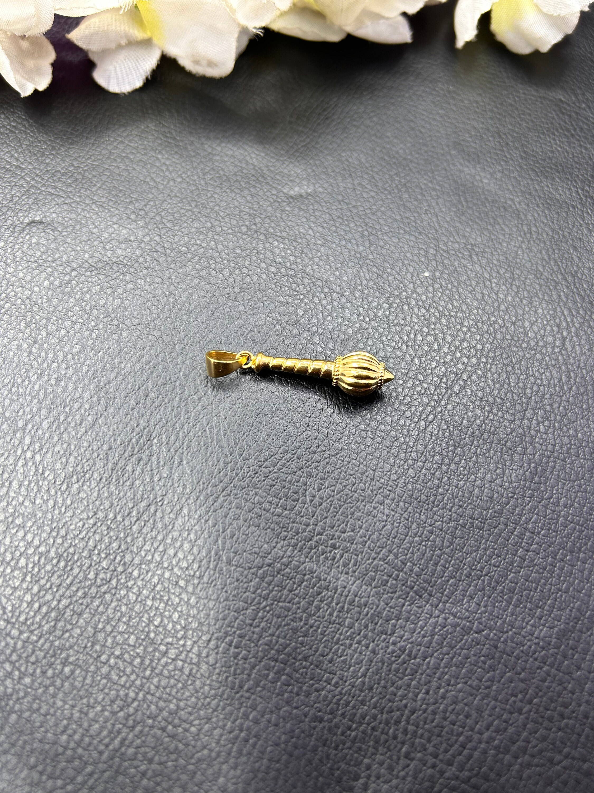 Yellow Gold Hanuman Gada Pendant, 925 Silver Hindu God Lord Hanuman ...