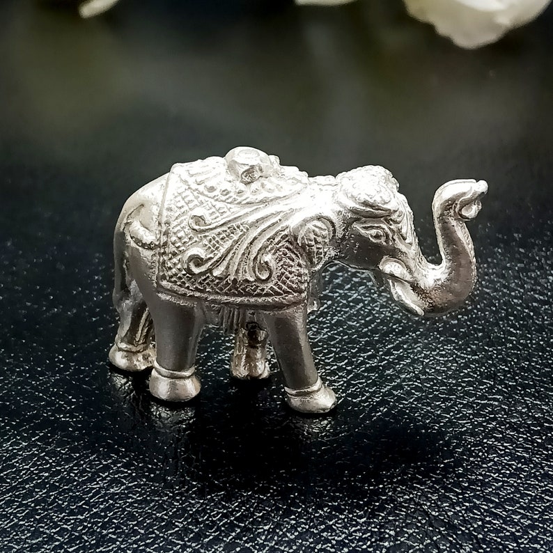Solid Silver Elephant Statue, Handmade Customized Trunk up Elephant ...