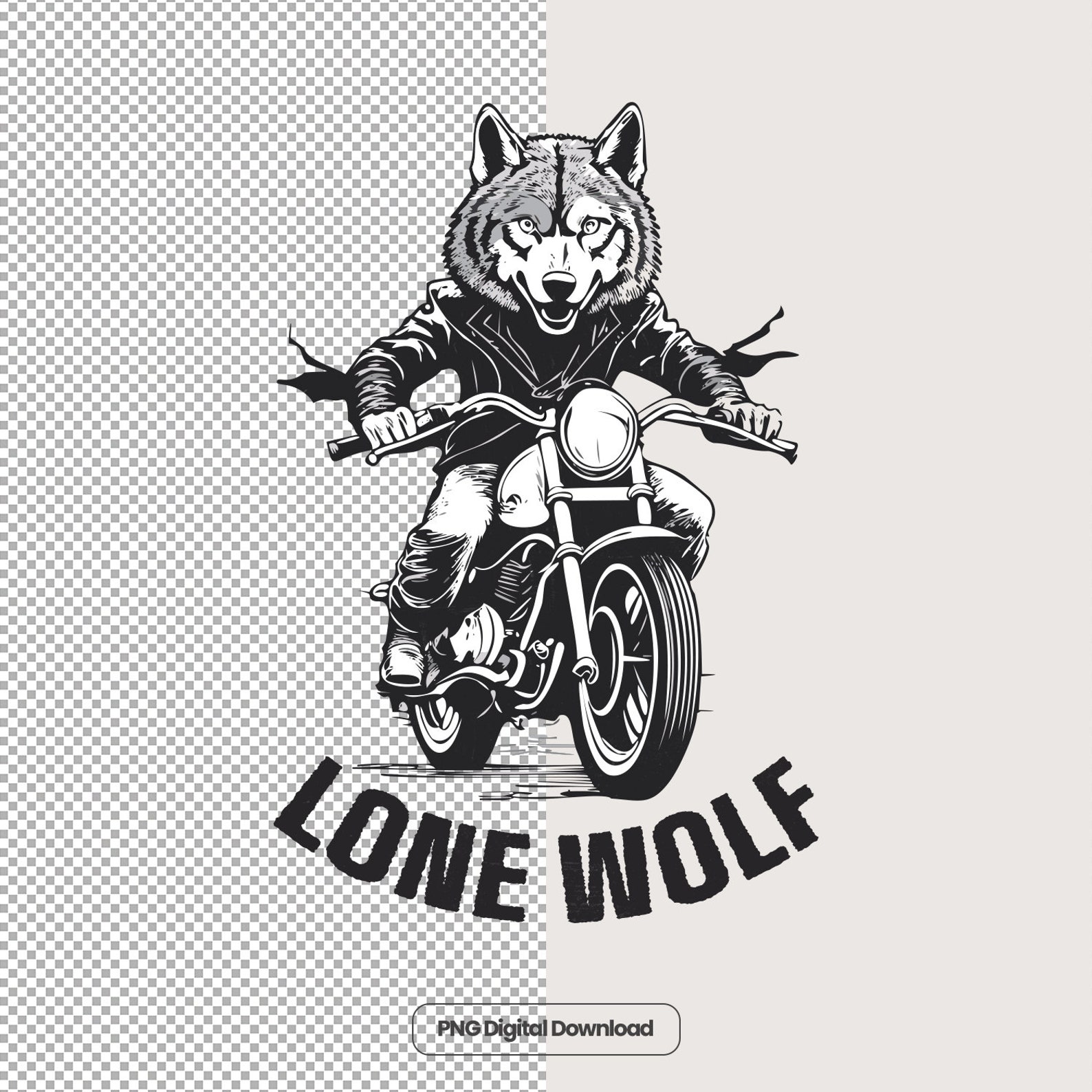 Lone Wolf Biker PNG, Motorcycle Riding Wolf Digital Download - Etsy