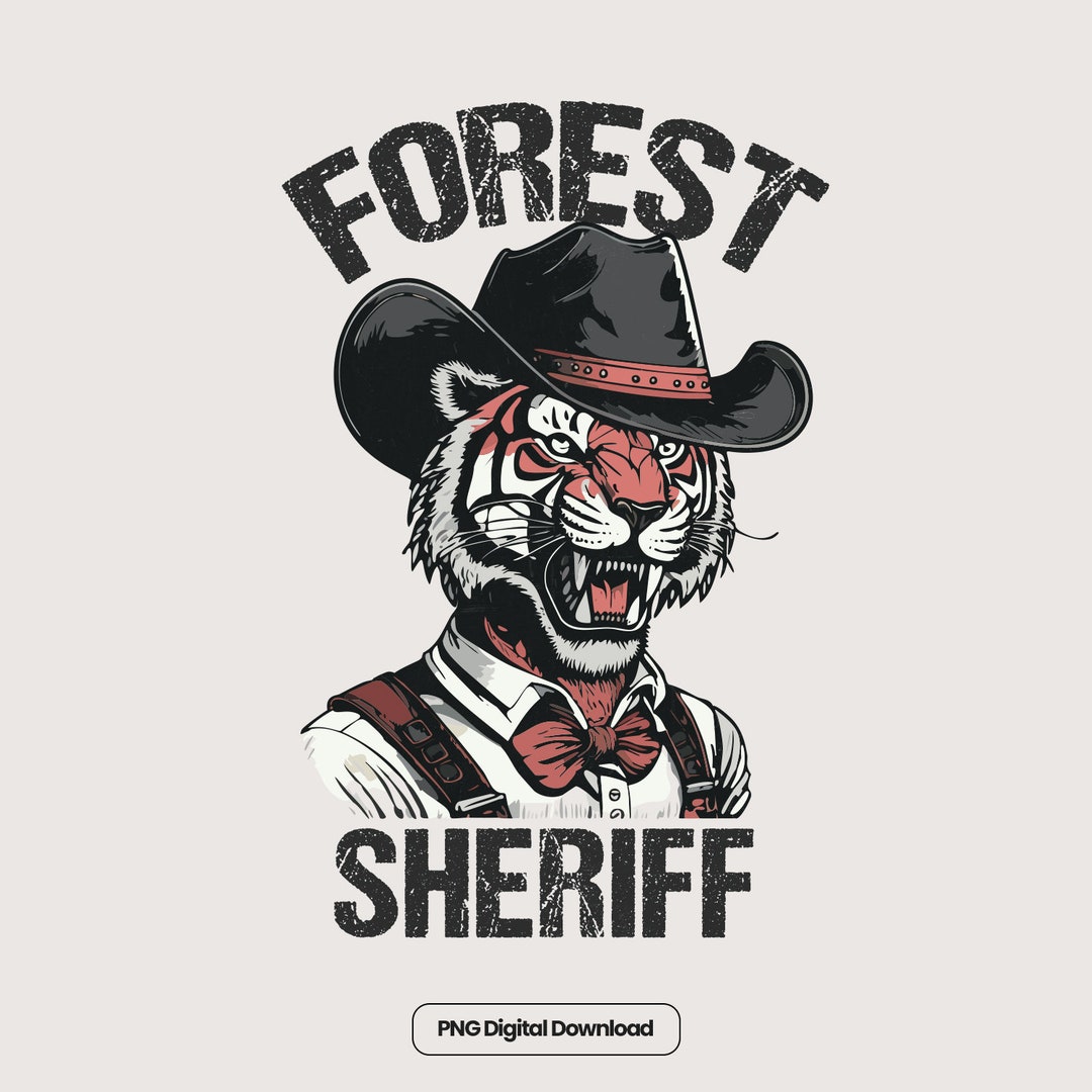 Forest Sheriff Tiger Head Graphic PNG Digital Download Tees, Wall Art ...