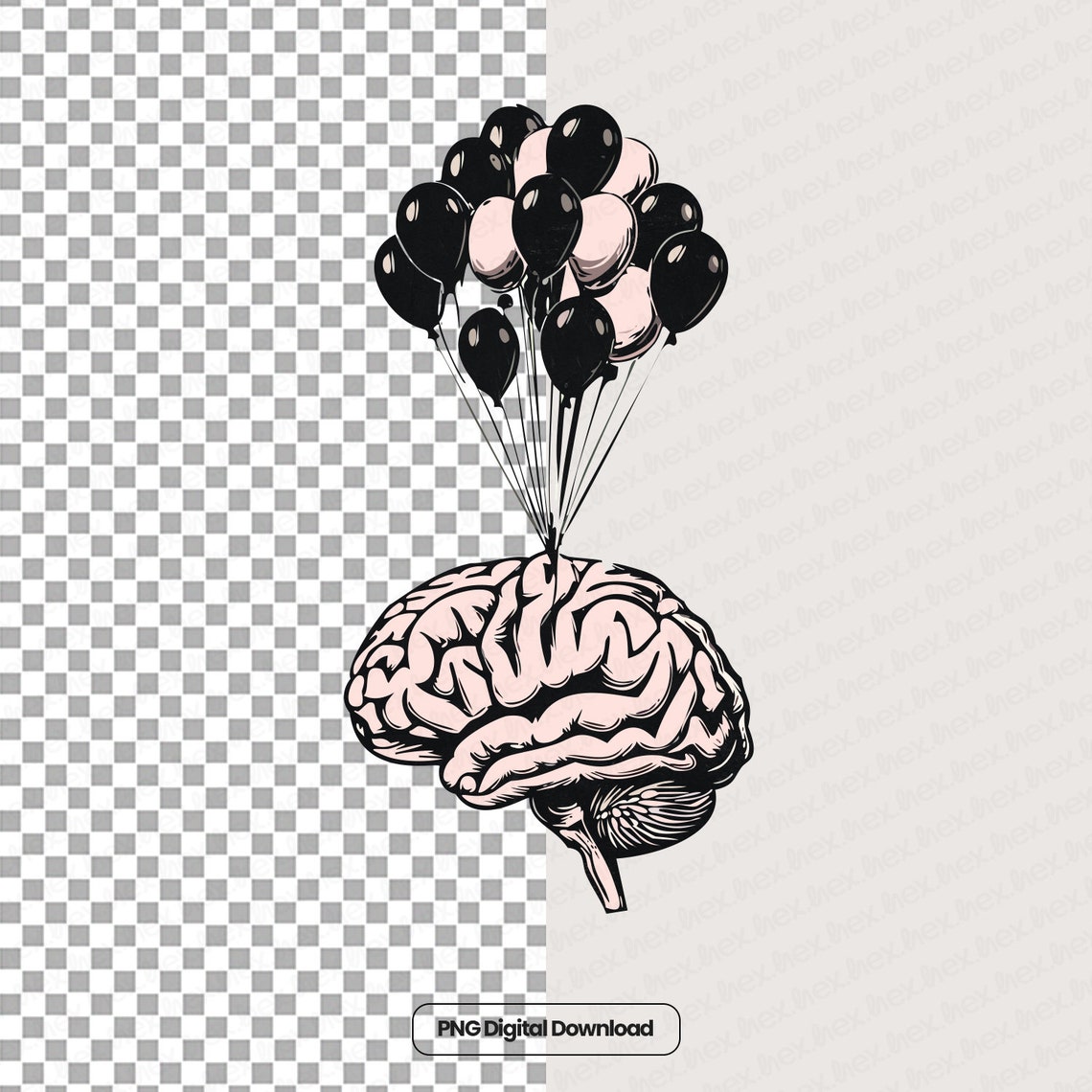 Brain Balloons - Creative Brainstorming Illustration PNG Digital ...