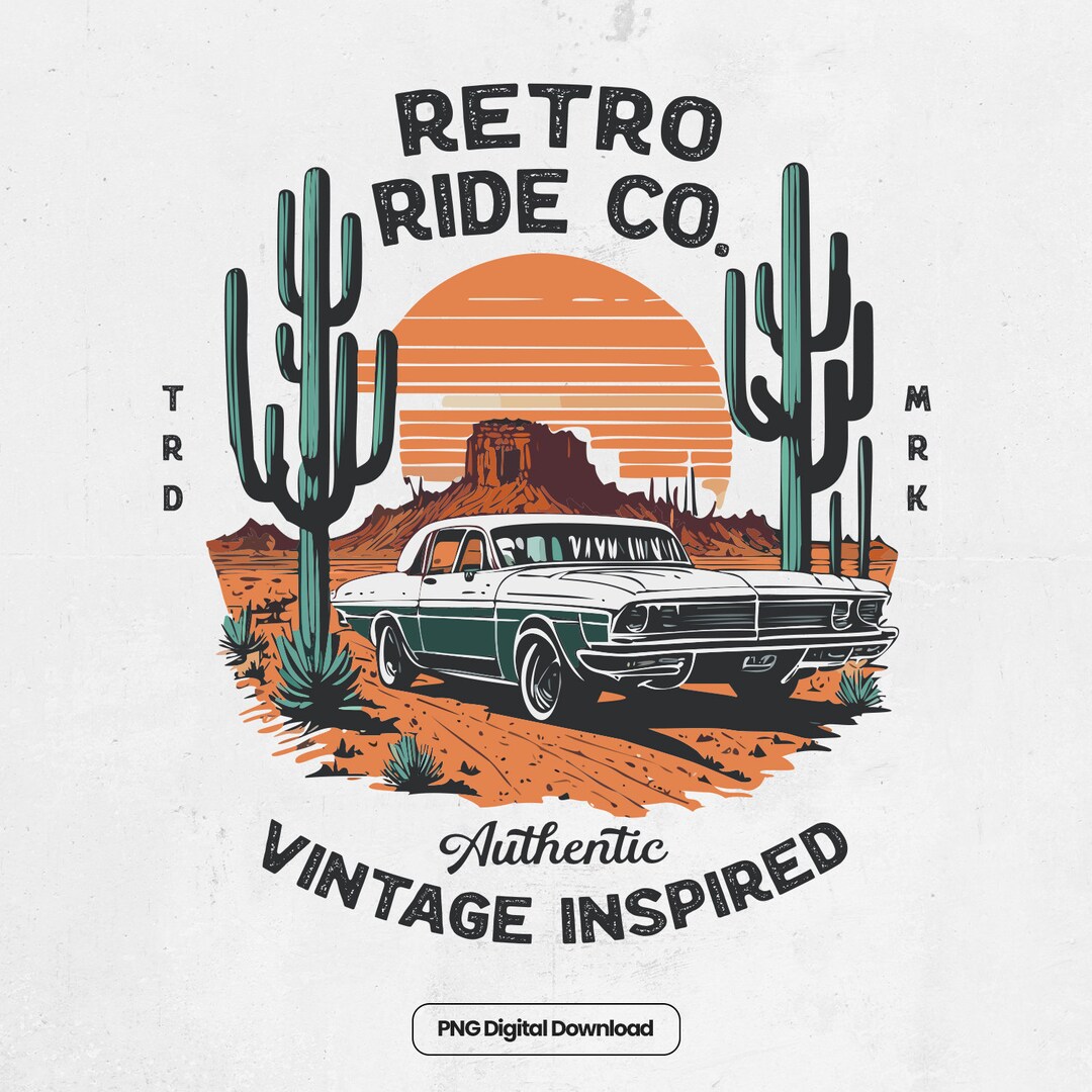 Vintage 70s Desert Road Trip T-shirt Design Transparent PNG Digital ...