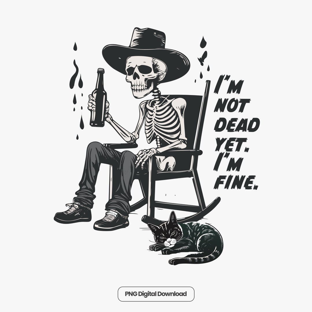 Skeleton With Hat and Bottle, PNG Digital Download, Funny Skeleton Art ...