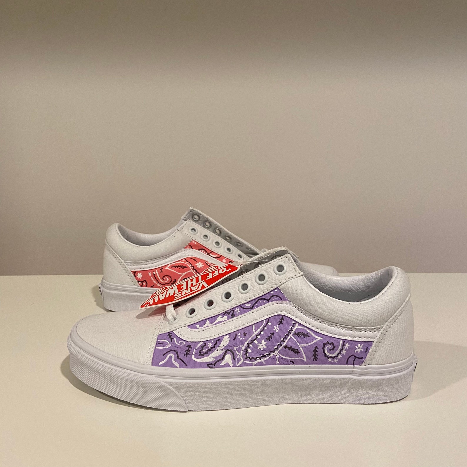 Custom Hand Painted Bandana Print Vans - Etsy