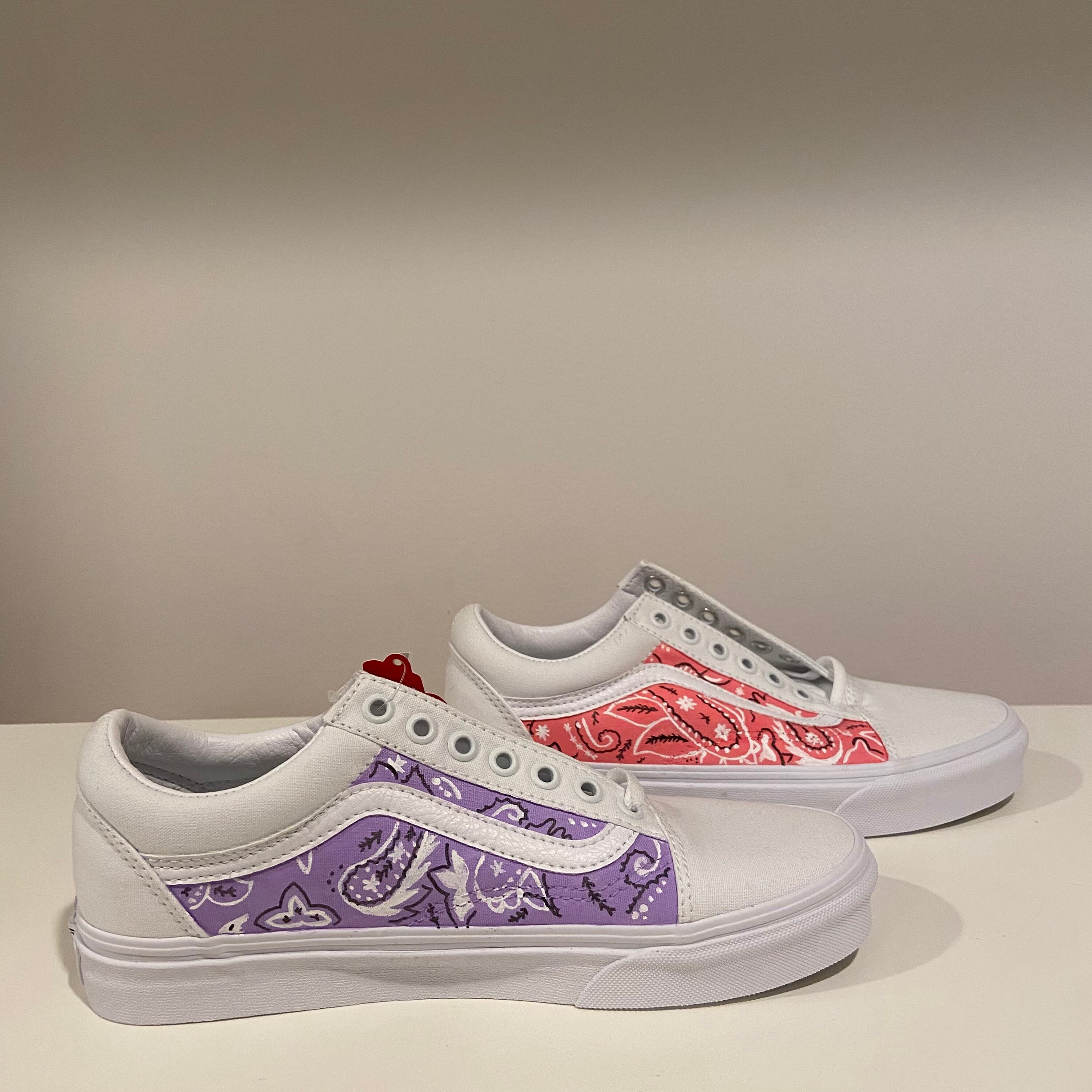 Custom Hand Painted Bandana Print Vans - Etsy
