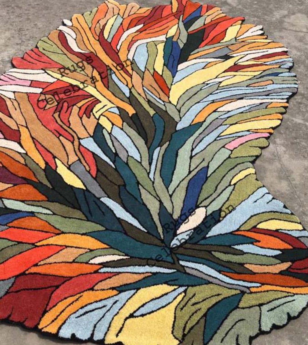Irregular Shaped Floral Rug Illusion Pattern Handtufted High Quality ...