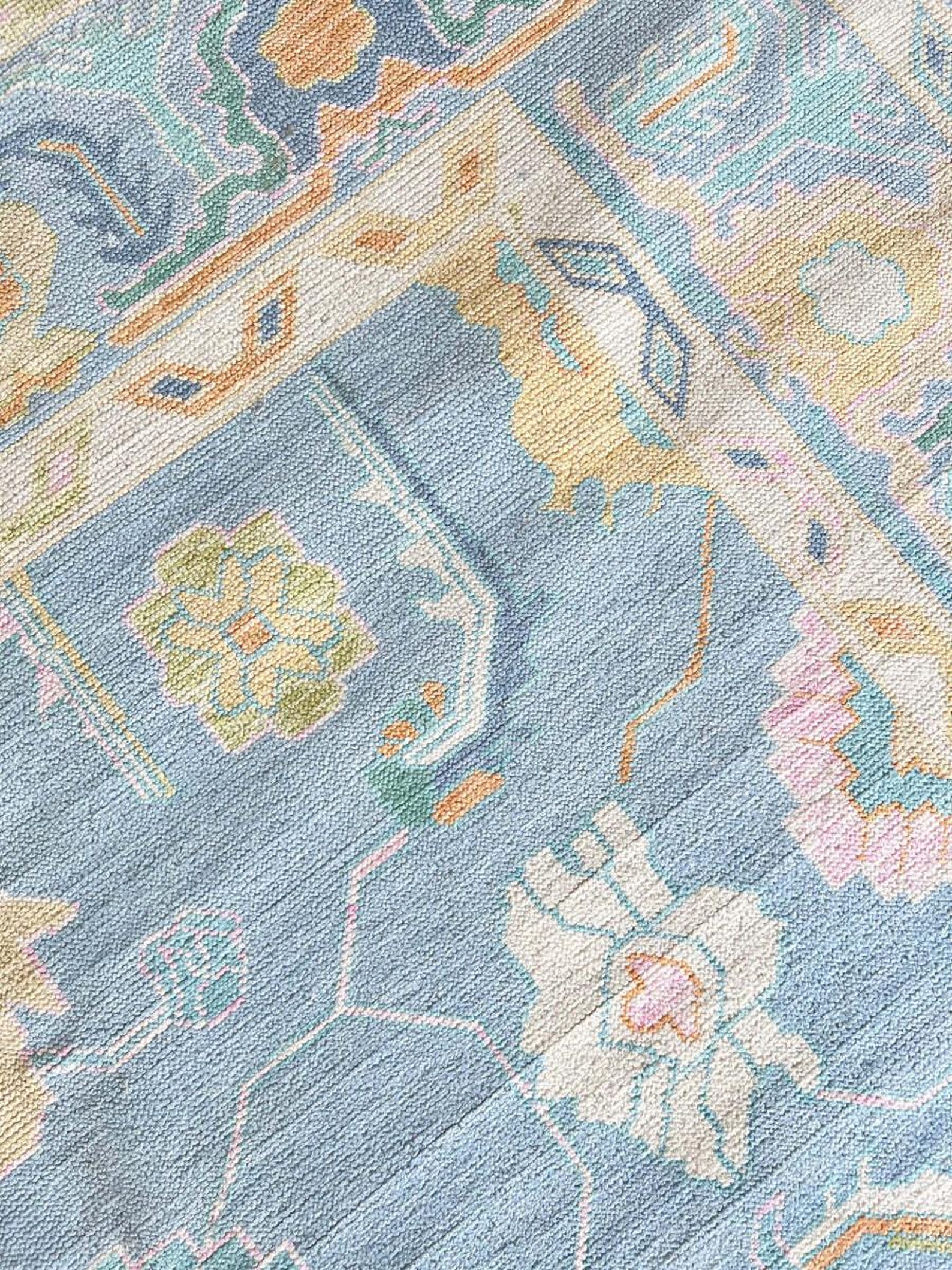 Exquisite L Blue Hand Knotted Oushak Area Rug, Luxurious New Zealand ...