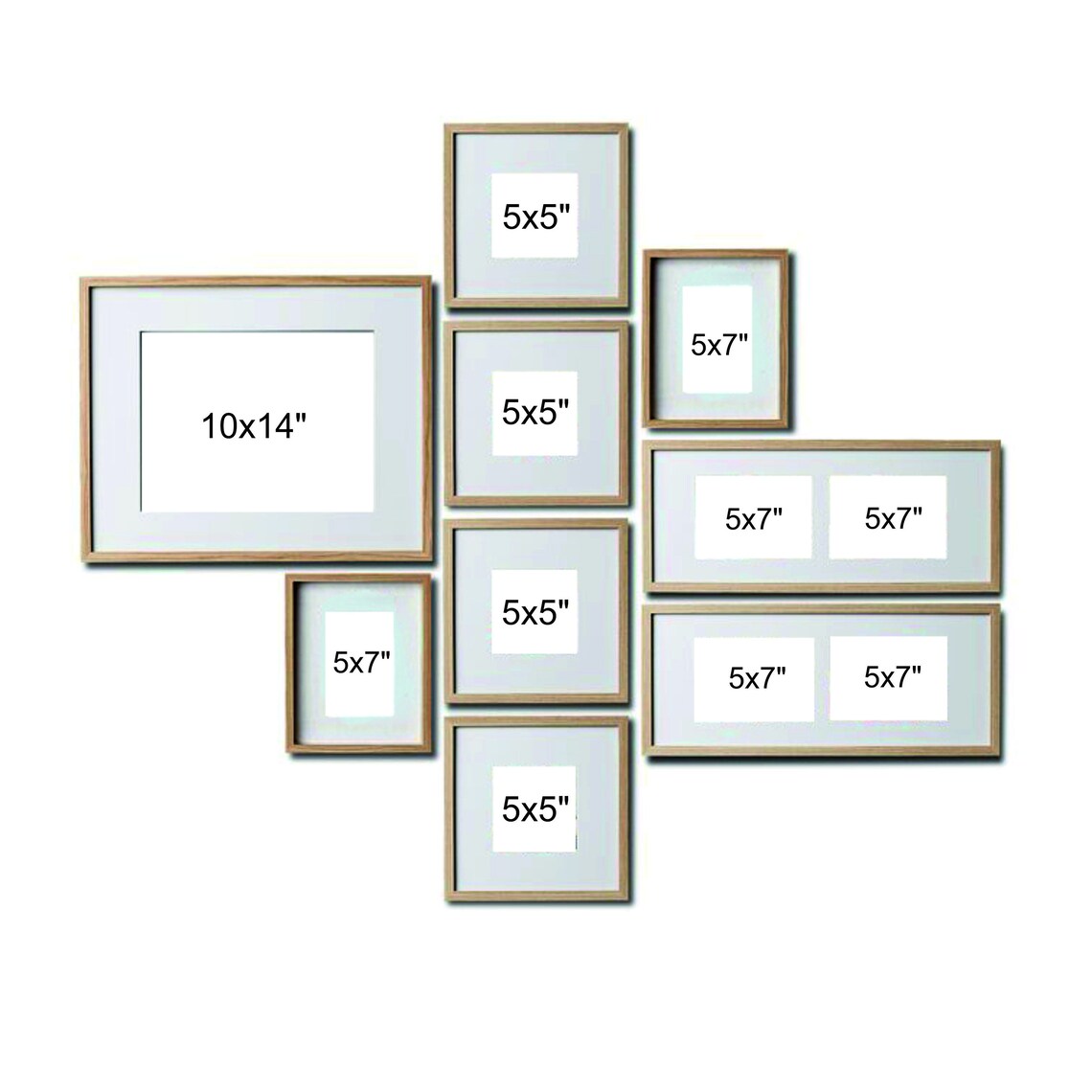 Oak Picture Frame Set Gallery Wall Frame Set of 9 Picture Frames in Oak ...