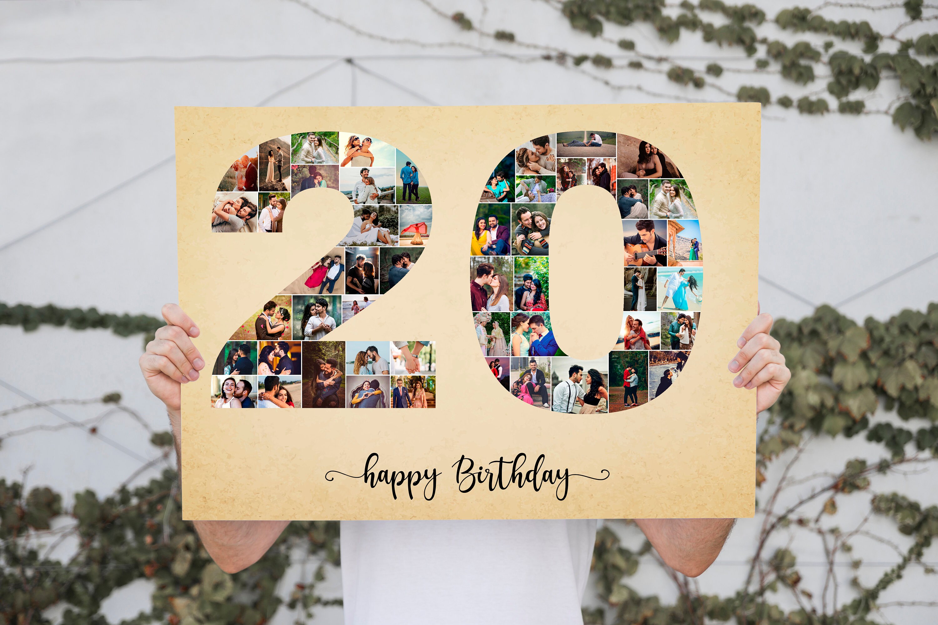 Personalized 20th Birthday Photo Collage, Number 20 Anniversary Gift ...