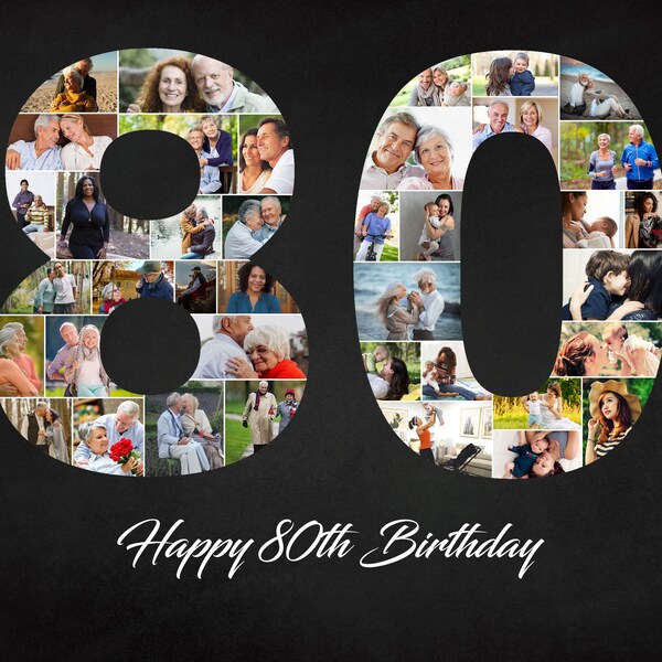 80th Birthday Photo Collage - Etsy