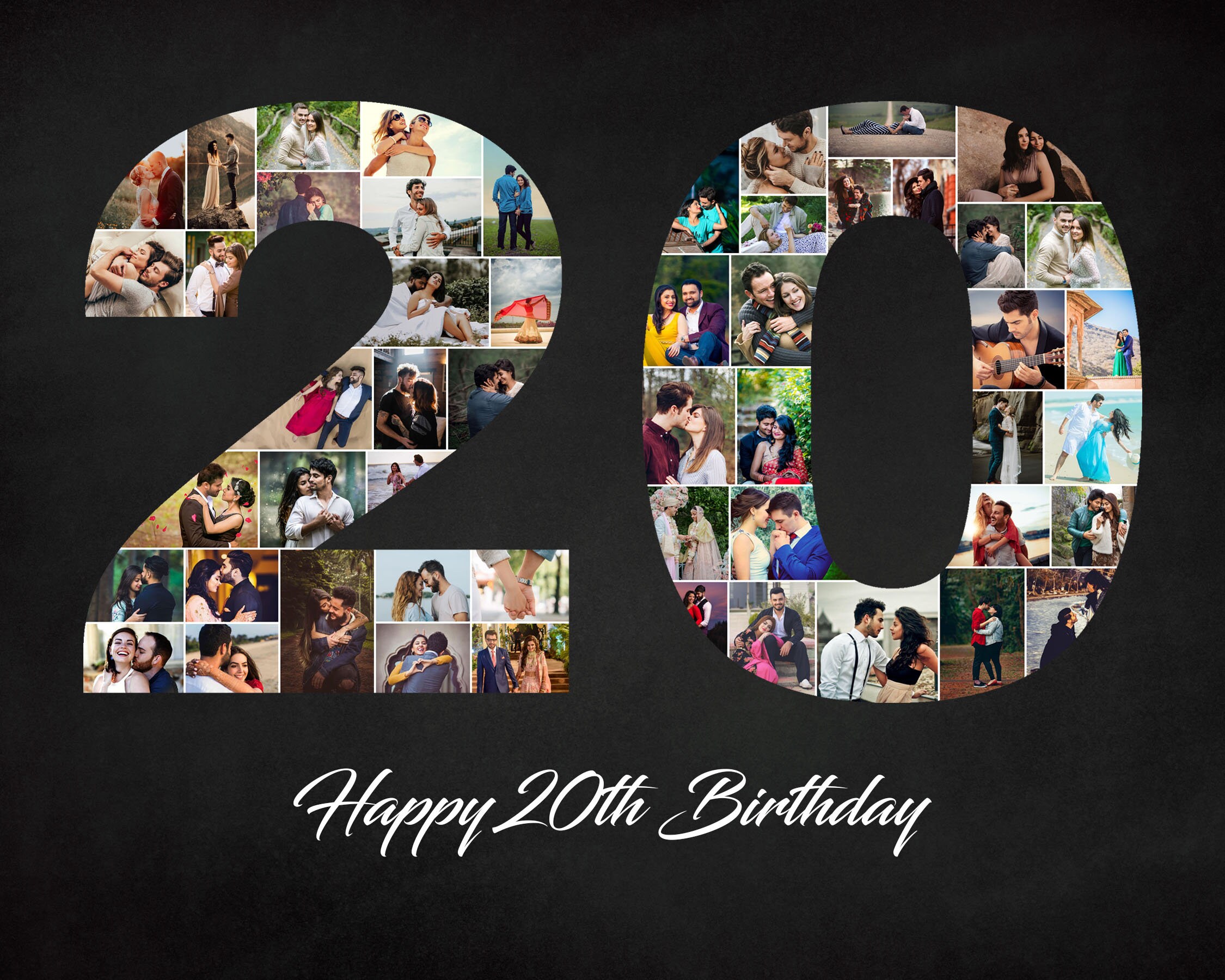 Personalized 20th Birthday Photo Collage Number 20 - Etsy Canada