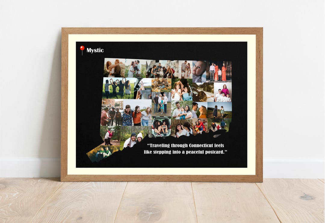 Connecticut State Photo Collage Print, Custom CT Map Wall Art ...