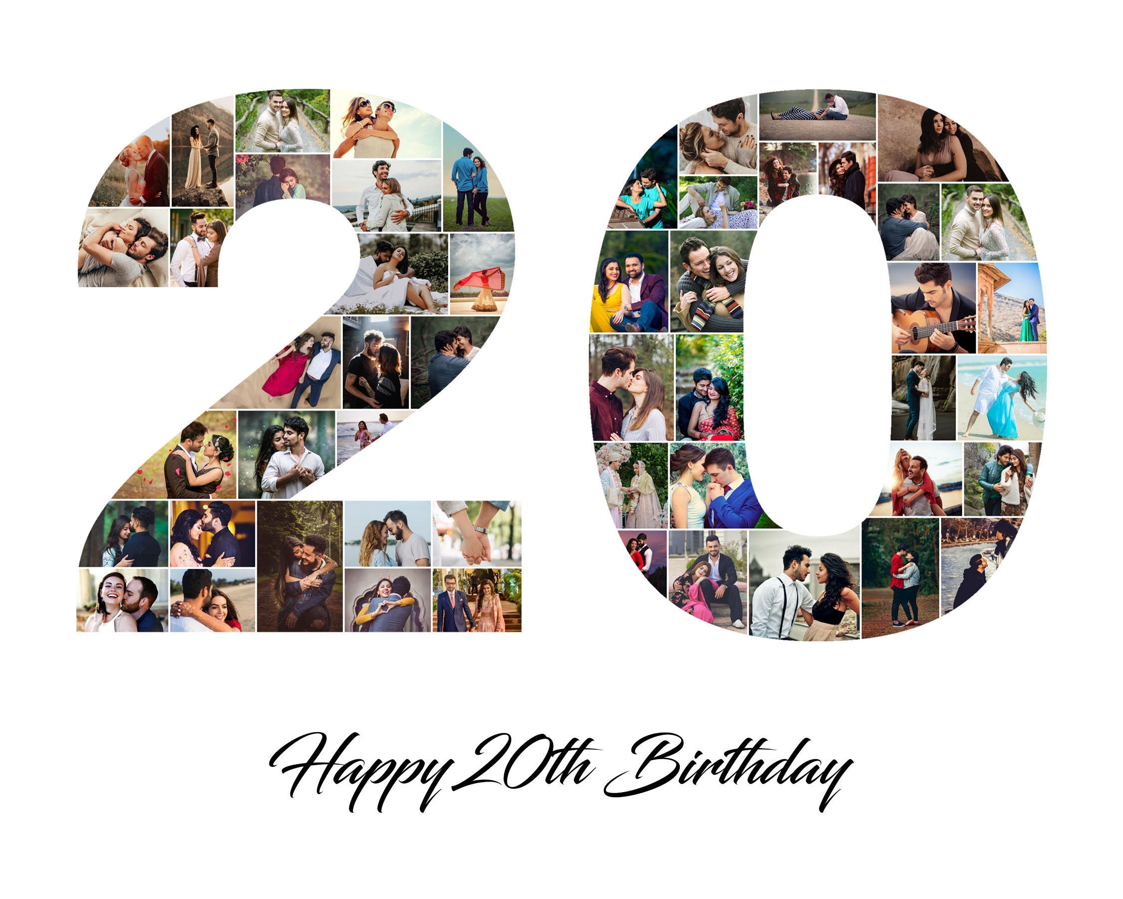 Personalized 20th Birthday Photo Collage Number 20 - Etsy Canada