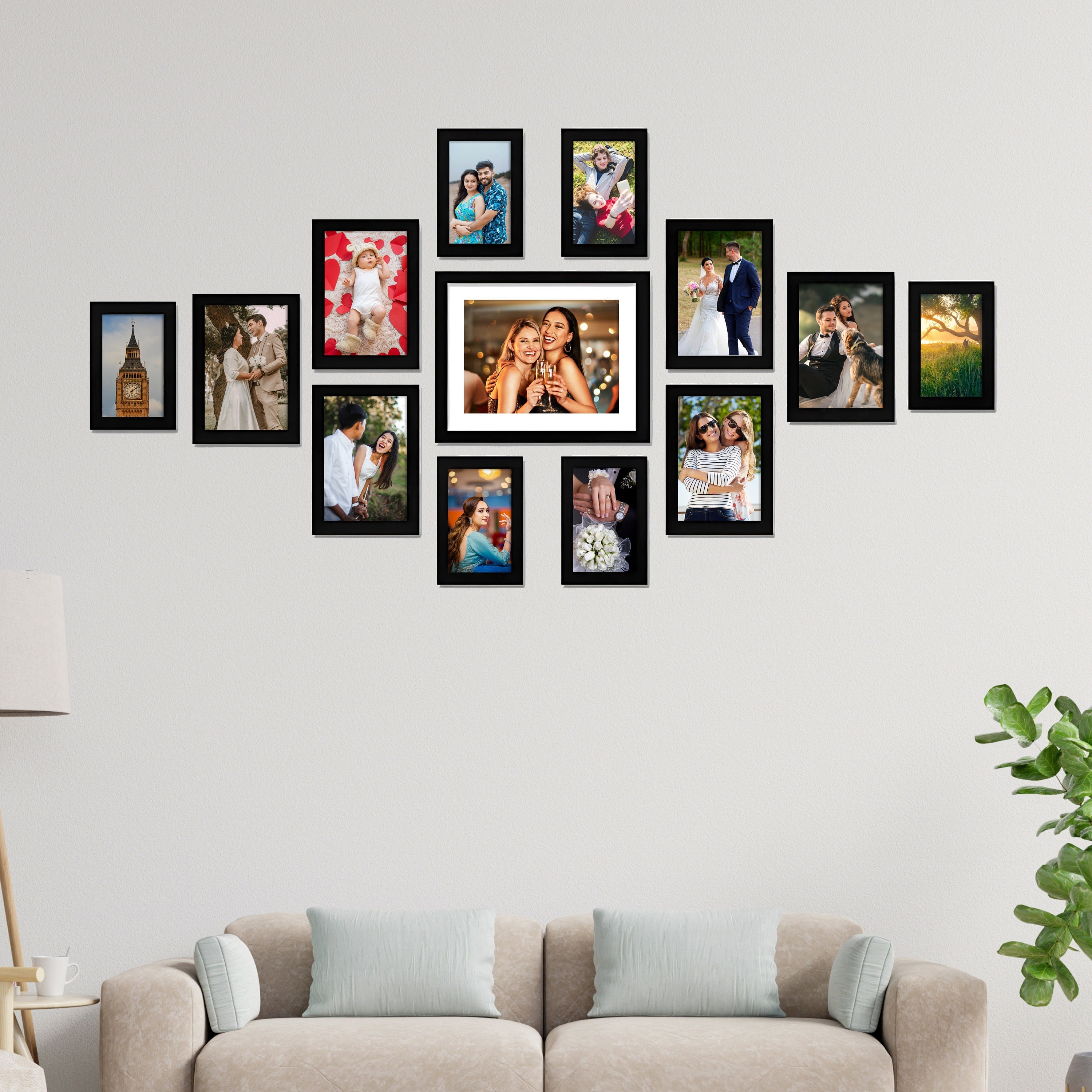 GALLERY WALL Wall Art Décor Set of 13 Frames Black Frames Picture ...