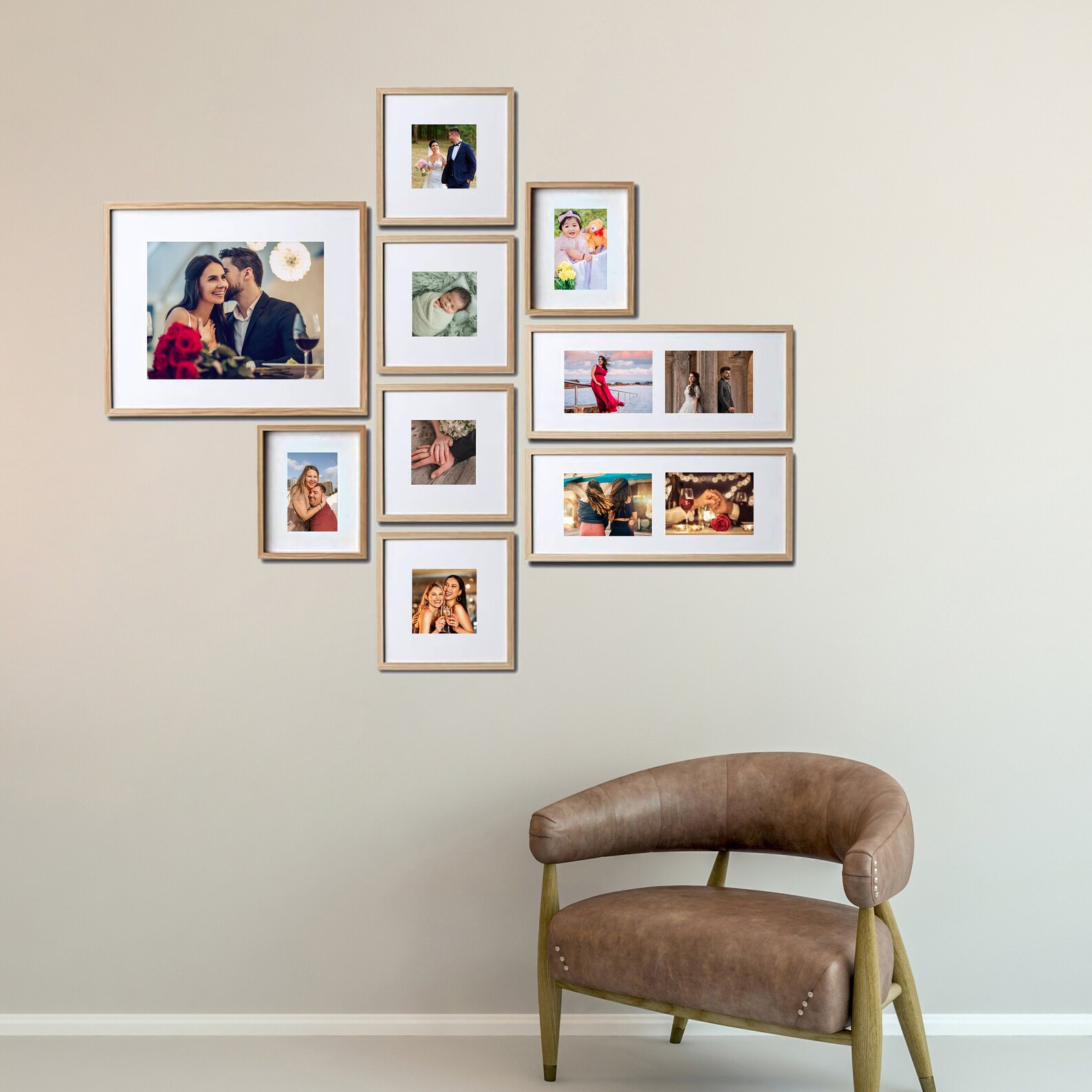 Oak Picture Frame Set Gallery Wall Frame Set of 9 Picture Frames in Oak ...