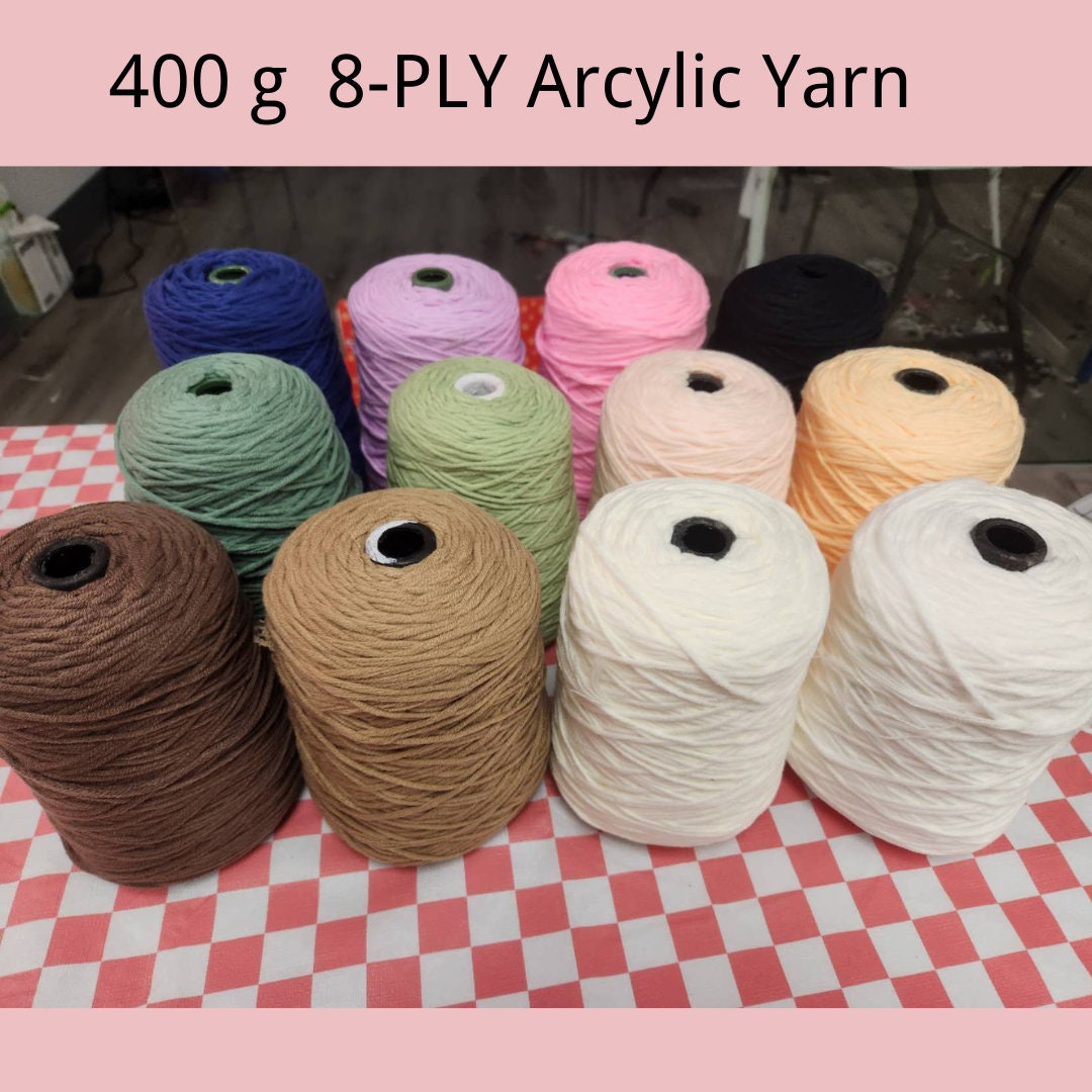 400G Arcylic Rug Yarn With Cone for Tufting Gun & Punch Needle, 8PLY ...