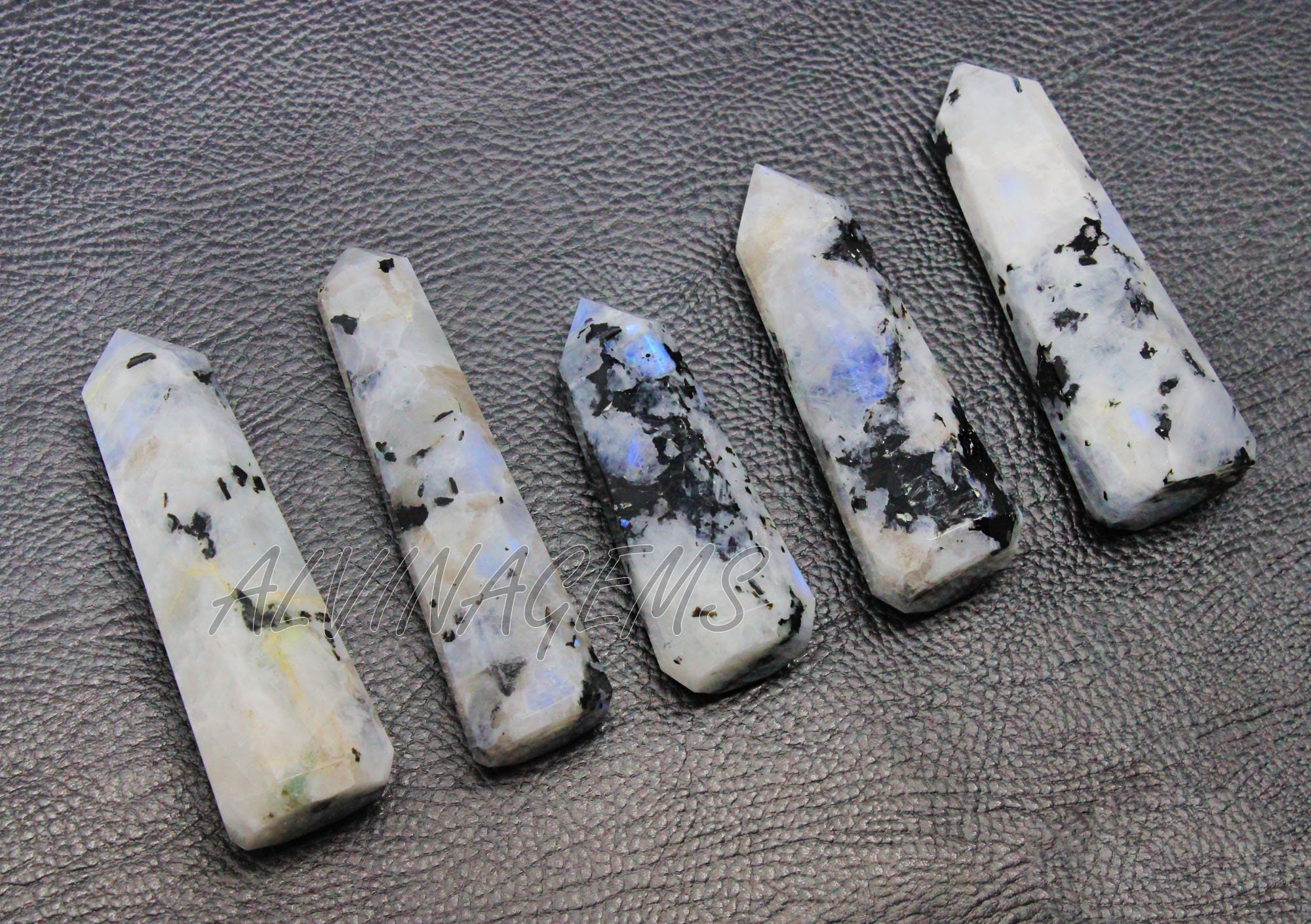Rainbow Moonstone Tower Point | Natural Moonstone Crystal Obelisk Wand ...