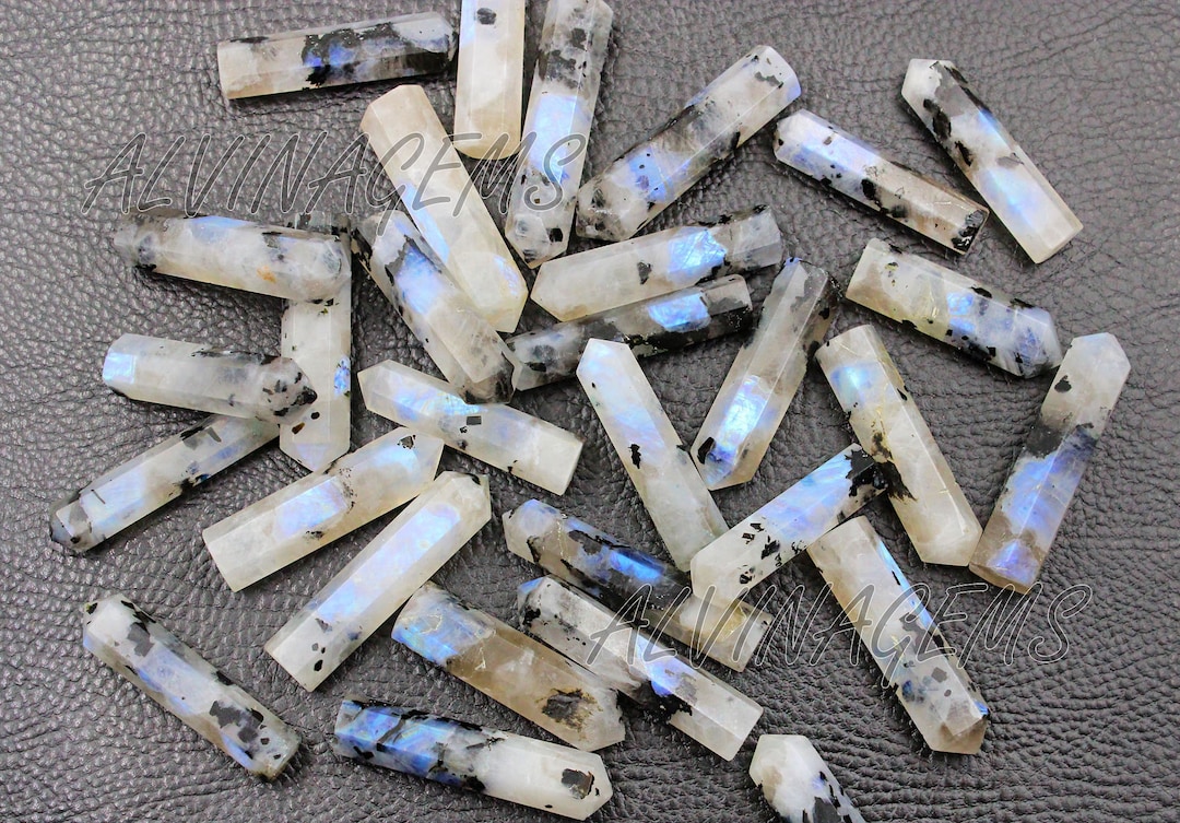 AAA Blue Flashy Moonstone Crystal Points, Natural Rainbow Moonstone ...