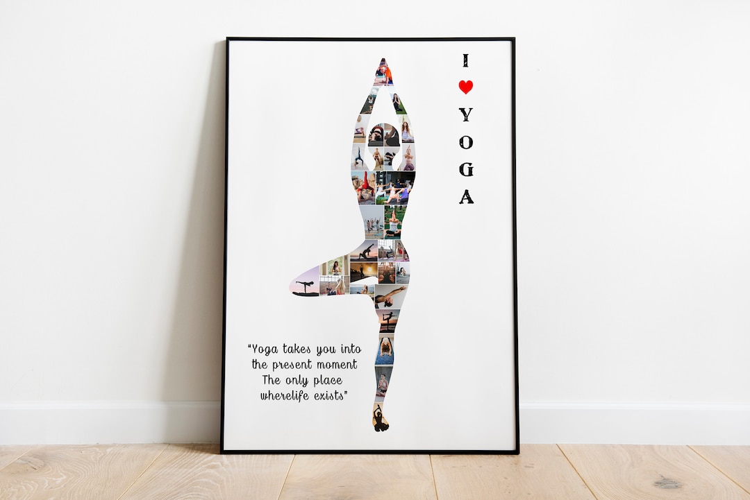 Printable Yoga Photo Collage, Yoga Photo Gift, Yoga Yogi Gift, Yoga ...