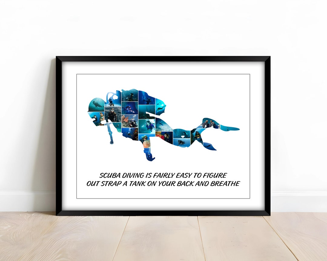 Personalized Scuba Diving Photo Collage Gift, Custom Photo Collage Art ...