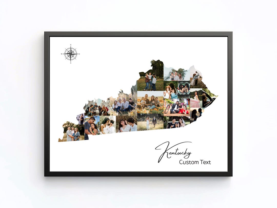 Personalized Kentucky Photo Map, Custom State Collage Wall Art, Family ...