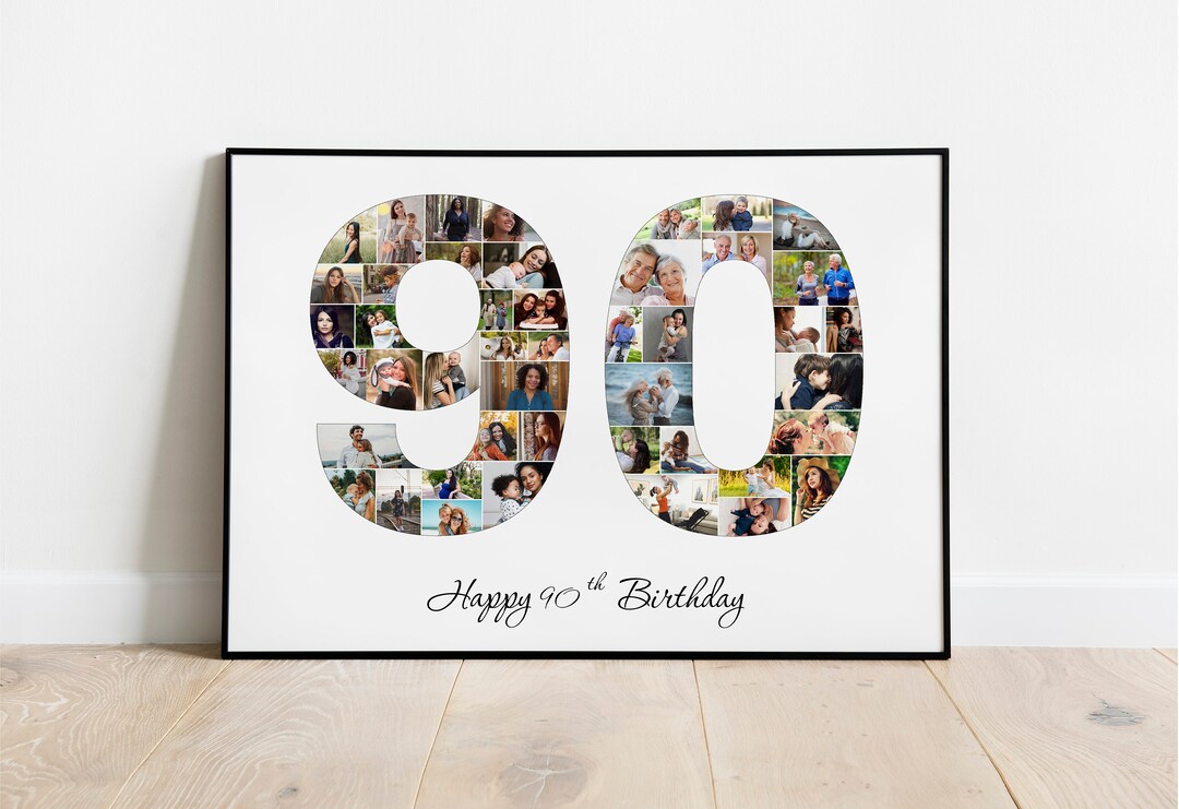90th Birthday Gift, Collage Photo Numbers, 90th Birthday Photo Collage ...