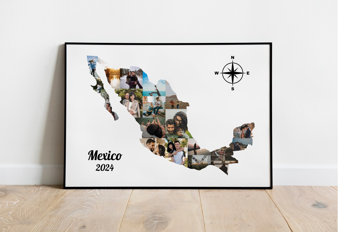 Mexico Travel Gift, Mexico Map Photo Collage, Travels Gift, Mexico ...