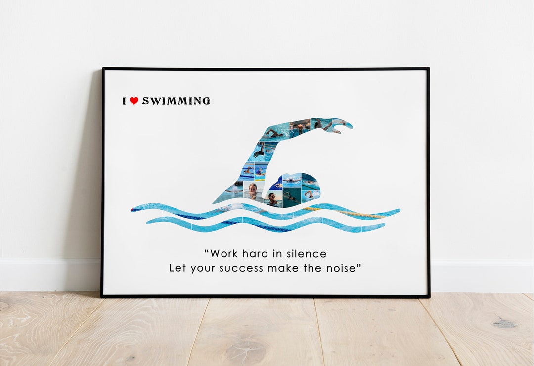 Swimming Custom Photo Collage, Swim Coach Gift, Personalized Gift for ...