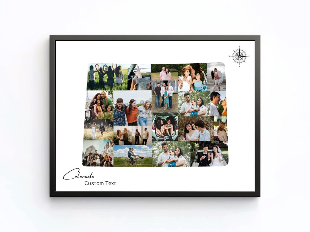 Custom Photo Collage Map Print | Personalized Colorado State Wall Art ...