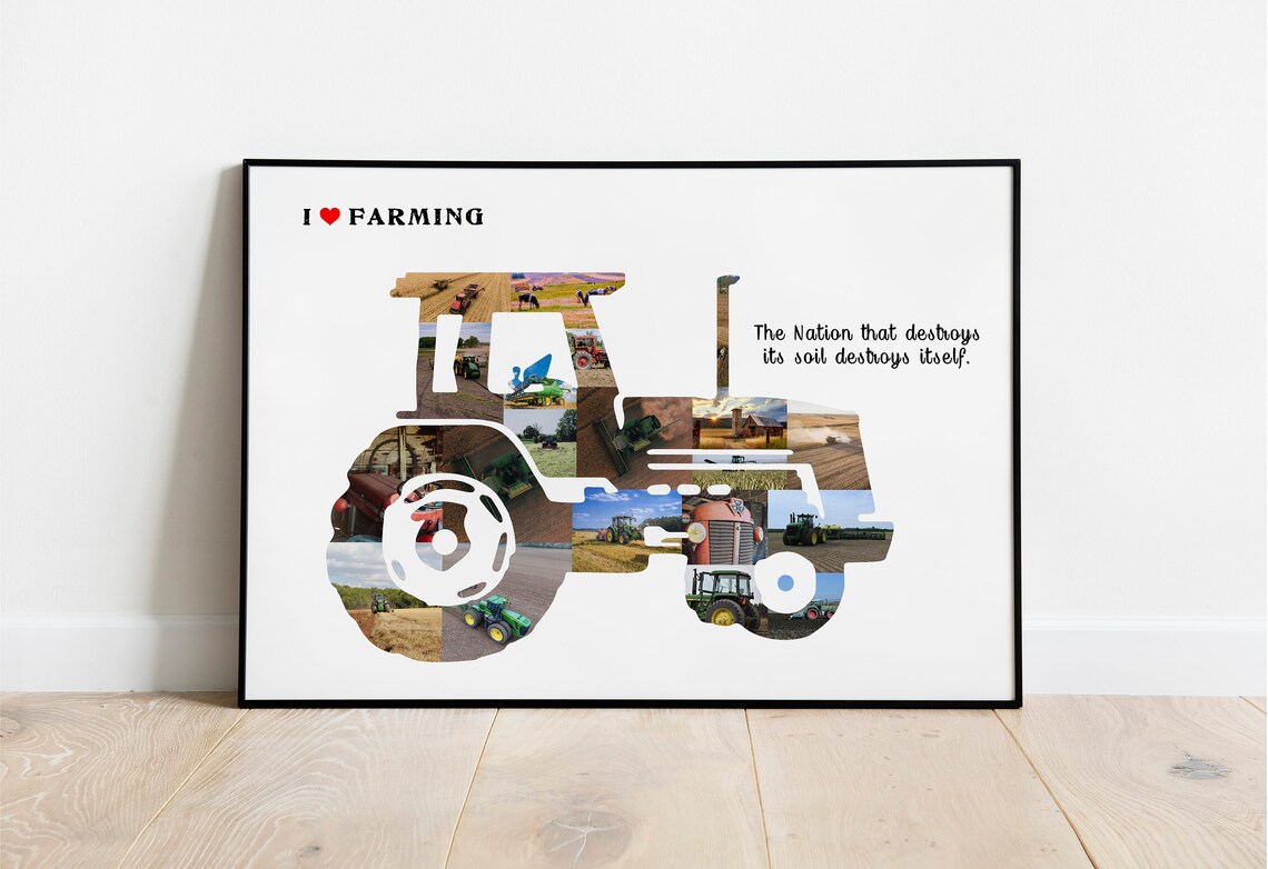 Tractor Collage, Farming Lover Photo Collage, Printable Gift for Friend ...