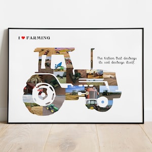 Tractor Collage, Farming Lover Photo Collage, Printable Gift for Friend ...