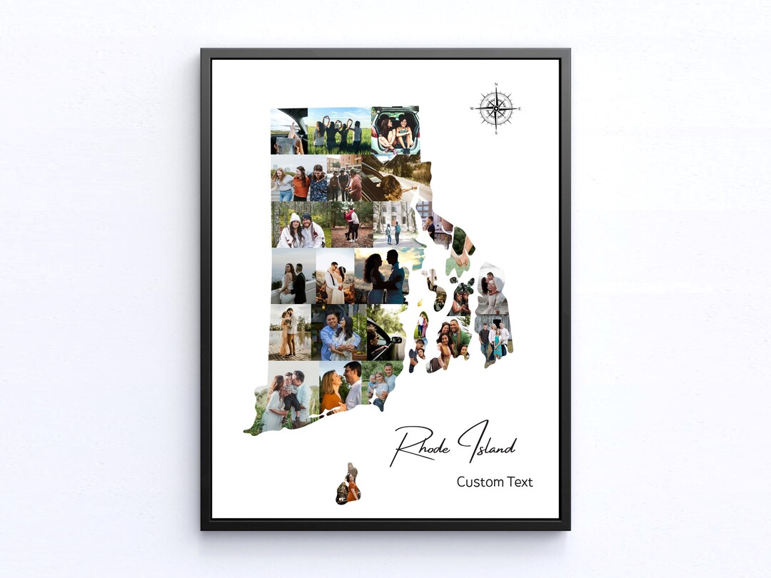 Personalized Rhode Island State Photo Collage | Custom Map Wall Art ...