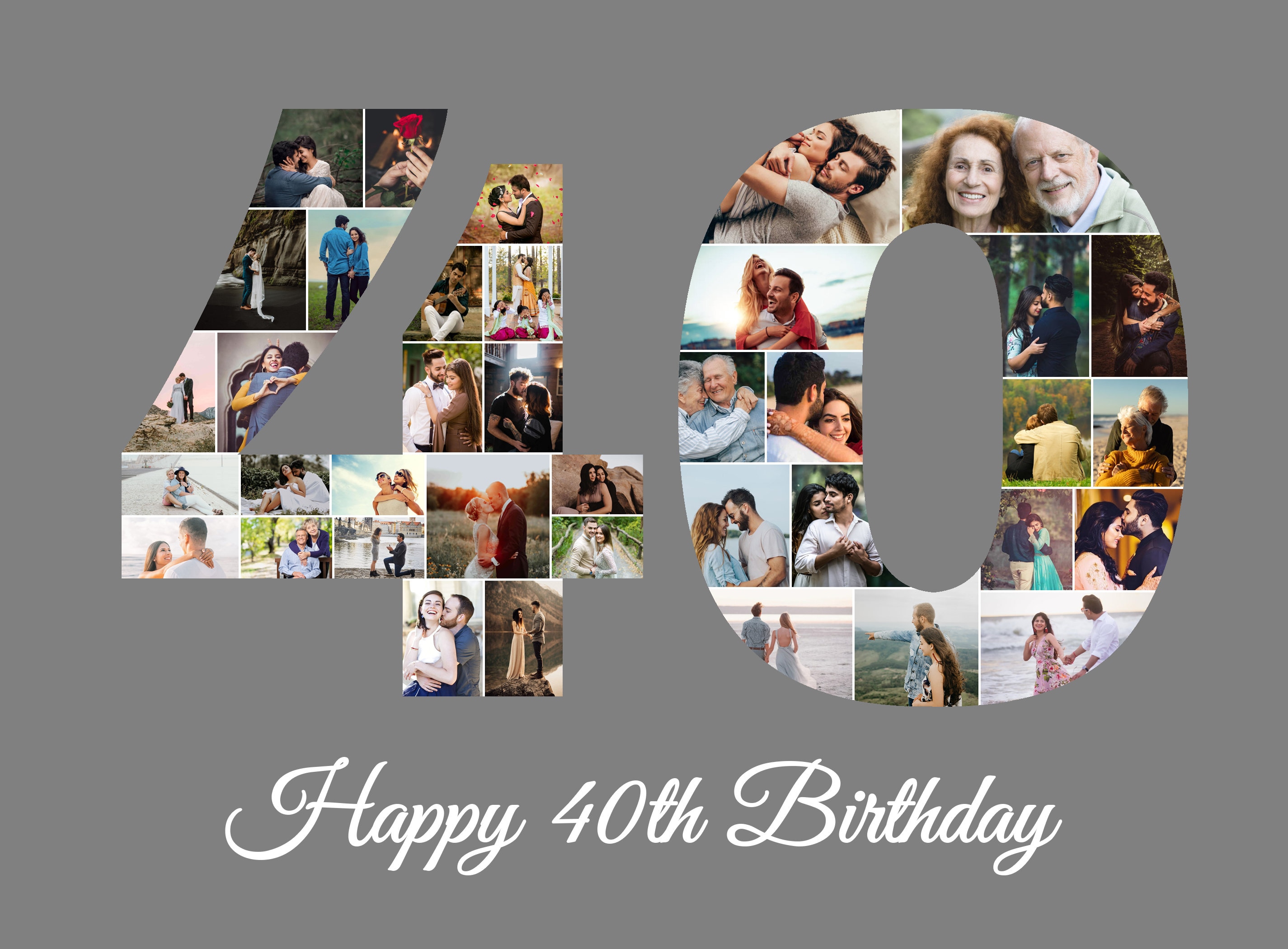 40th Birthday Photo Collage Number 40 Anniversary Gift | Etsy
