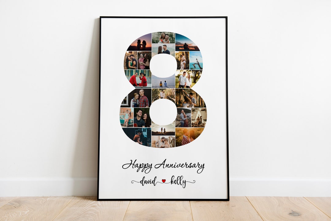 8th Anniversary Photo Collage, 8th Anniversary Gifts, Custom Photo ...