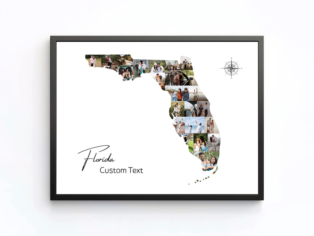 Custom Florida Photo Collage Map Print – Personalized State Wall Art ...