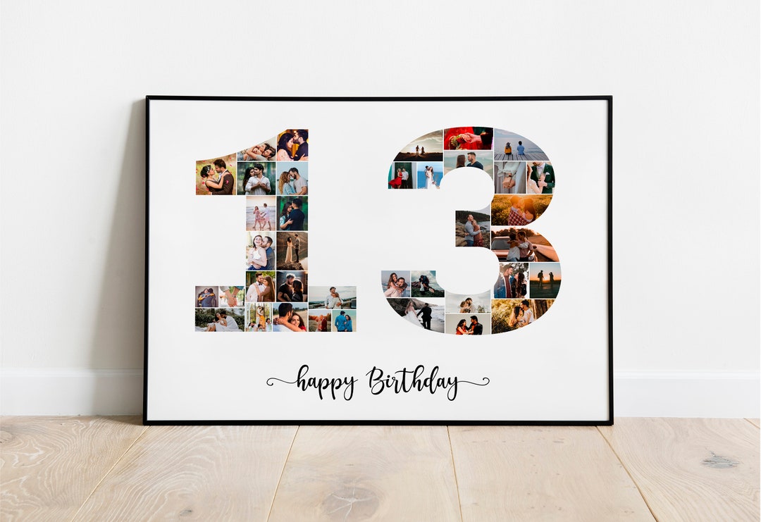 13th Birthday Photo Collage, Custom Number 13 Photo Pictures, 13th ...
