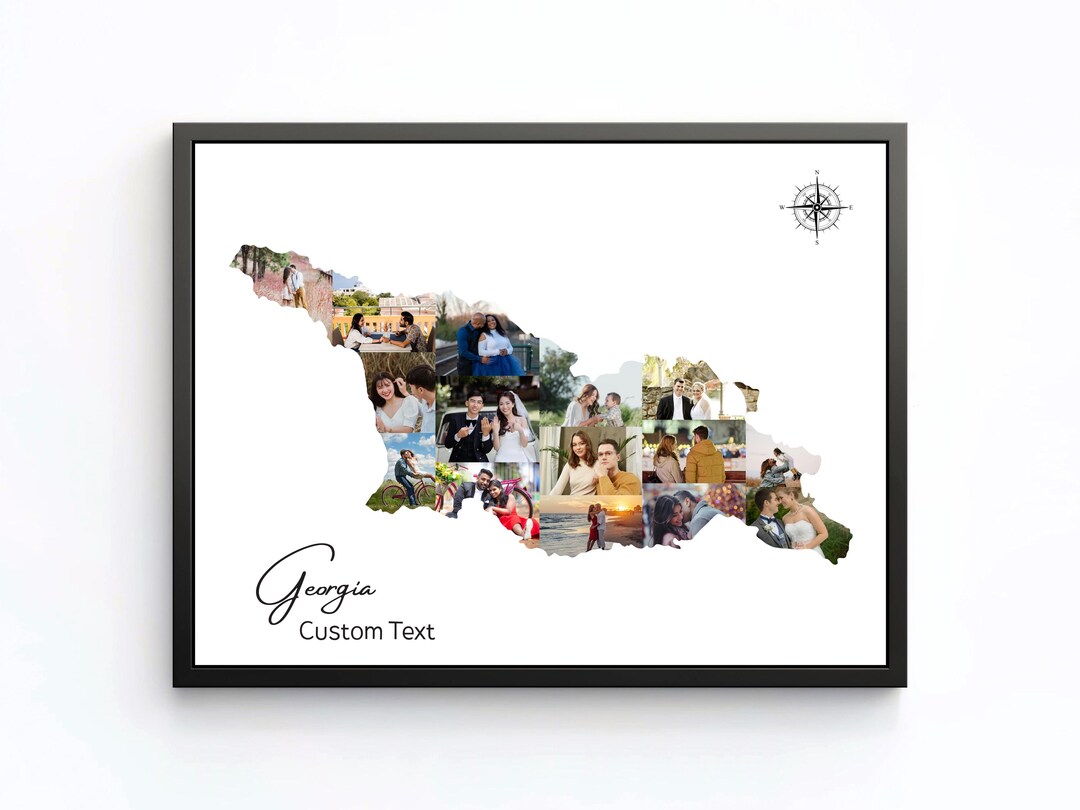 Custom Georgia Country Photo Collage Map – Personalized Travel Wall Art ...