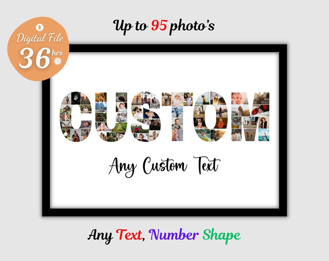 Custom Word Photo Collage, Fathers Day Personalised Collage, Name Print ...