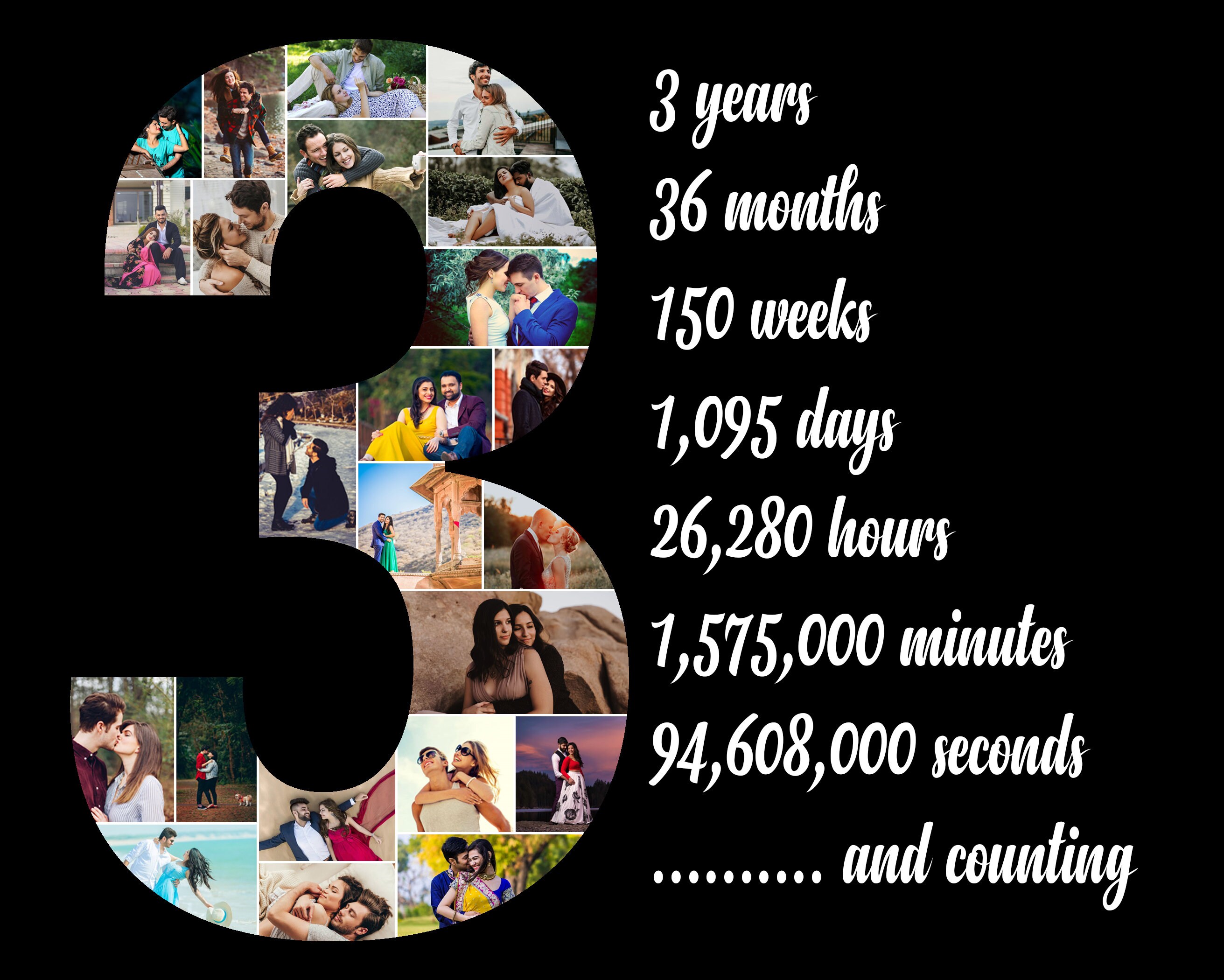 Custom Number Photo Collage Personalize Anniversary Collage - Etsy