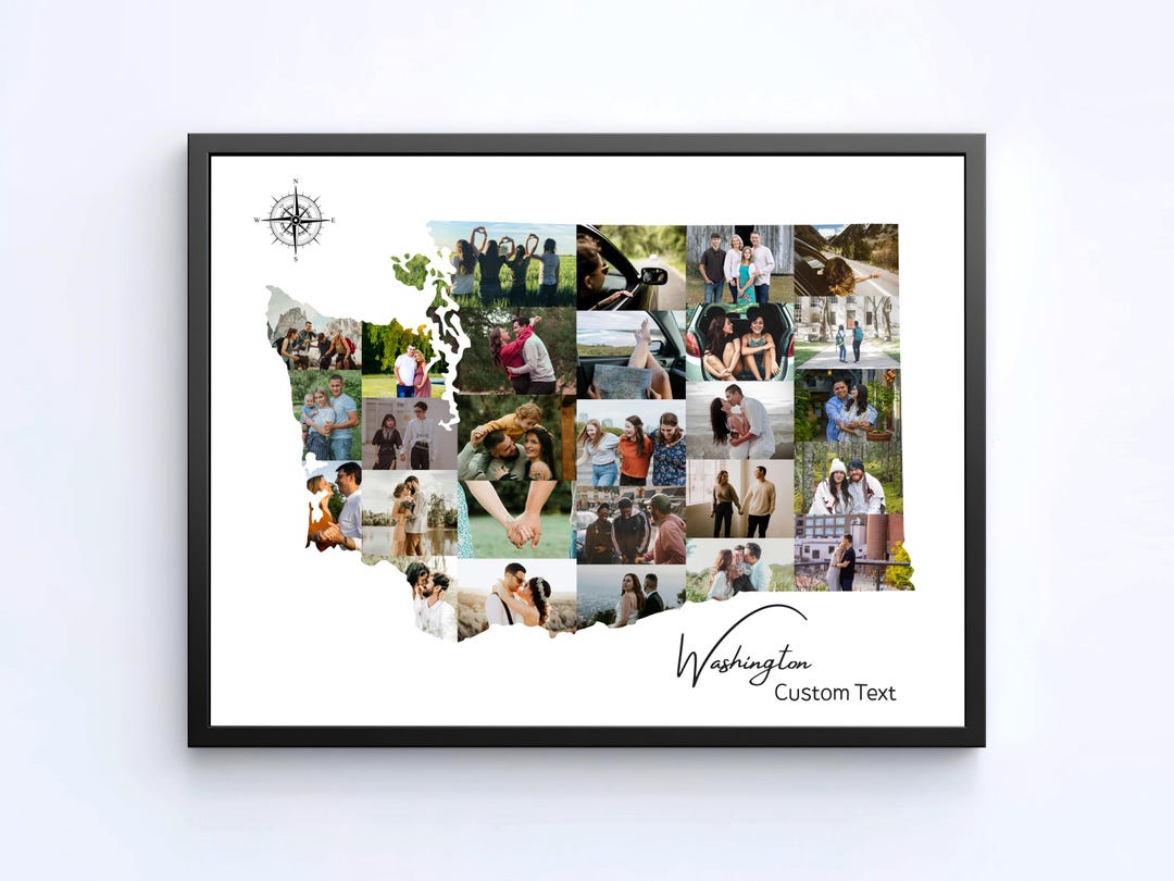 Personalized Washington State Photo Collage | Custom Travel Memory Gift ...