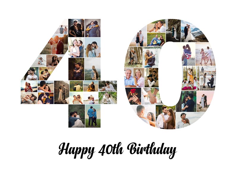 40th Birthday Collage 40th Birthday Photo Collage 40 Photo | Etsy